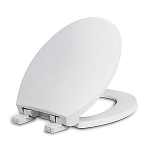 WSSROGY Elongated Toilet Seat with Lid, Quiet Close, Fits Standard Elongated or Oblong Toilets, Slow Close Seat and Cover, Oval, White