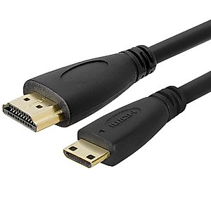Cmple - Mini HDMI to HDMI Cable 6ft, HDMI Mini to HDMI, 60Hz HDMI 2.0 Cable, Monitor to Digital Camera HDMI Cables, 4k HDMI Adapter Cord for Camcorder, Tablet, Ultrabook, Laptop, HDTV - Black