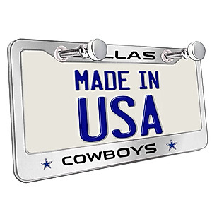 2 Pack Fit Cowboys License Plate Frames, Car Tag License Plate Cover for Cowboys,Silver