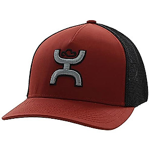 HOOEY Men's Flexfit Fitted Hat (Large/X-Large, Rust/Black)