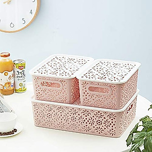 Czlsd Closet Storage Boxes Desktop Hollow Underwear Storage Box Three-Piece Household Drawer Plastic Covered Bra Underwear Socks Storage Box (Color : Blue)