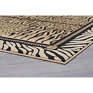 Savannah Contemporary Animal Beige Rectangle Area Rug, 8' x 10'