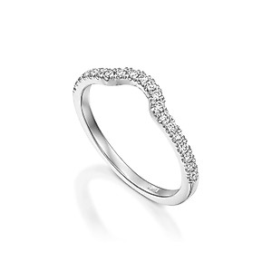 CTIEIP 10K/14K/18K Gold 1/5 Carat Natural White Diamond Curved Wedding Band Stackable Ring Jewelry Gift for Wife (0.2Cttw, G-H Color, I2-I3 Clarity)