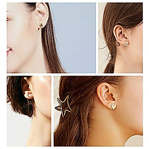 LOLIAS 93 Pairs Assorted Multiple Earrings Set for Women Cute Simple Faux Pearl Hoop Bar Moon Star CZ Stud Earring Jewelry,Gold Tone