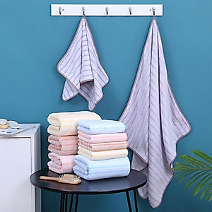 Scceatti Bath Towels Set of 2 Oversized Luxury Ultra Soft Bathroom Towel Sets Quick Dry Absorbent Thick Plush Coral Fleece Shower Towels Sheets for Bathroom Adults Women Gifts 24x55In/14x30In Purple