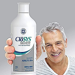CloSYS Silver Fluoride Mouthwash, 16 Ounce (Pack of 2), Gentle Mint, for Adults 55+, Alcohol Free, Dye Free, pH Balanced, Fights Cavities and Strengthens Tooth Enamel
