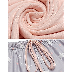 Ekouaer Women Pajama Set Casual Short Set Pink and White Star Medium