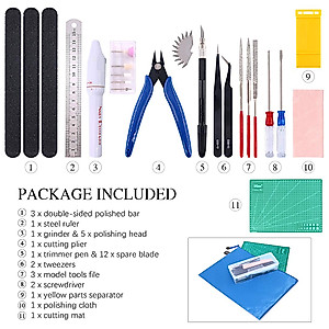 Keadic 29Pcs Gundam Modeler Basic Tools Craft Set with a Plastic Case and Bag for Hobby Model Assemble Building
