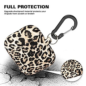 ALNBO Compatible with AirPods Case Soft Silicone Protective Case Cover Cute for AirPods 2 &1 for Women with Keychain Front LED Visible Leopard Cheetah
