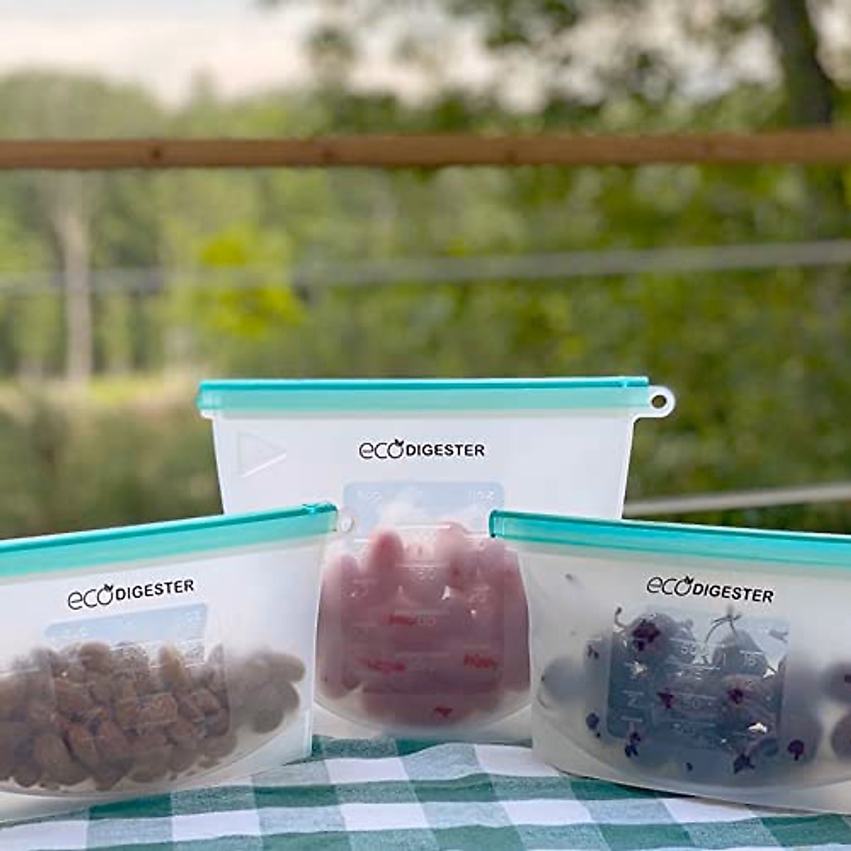 EcoFairy - Reusable Silicone Food Containers, Lunch Box Organizer, Multipurpose Silicone Plastic Bags, Reusable Bags, 3 Pack (2 Medium Bags, 1 Large)