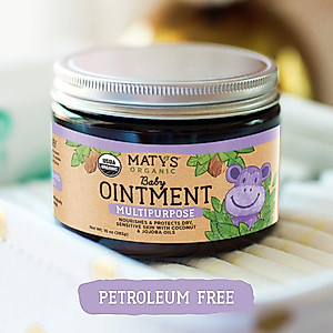 Maty's Organic Multipurpose Baby Ointment - Petroleum-Free Diaper Cream with Coconut & Jojoba Oils - 10 oz