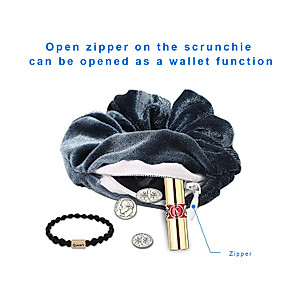 Velvet Hair Pocket Scrunchies Hair Ties wth Hidden Zipper for Girls Women Cute Elastic hair Accessories Great Scrunchy (4Mixed)