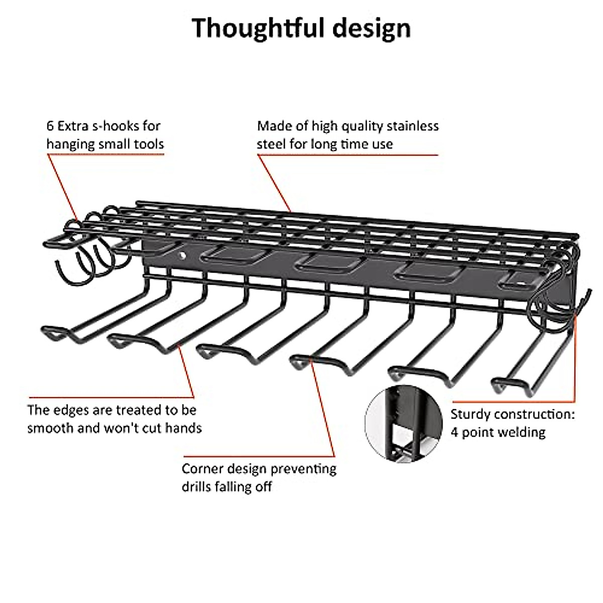 Yidaimi Power Tool Organizer with 5 Drill Rack,Battery Tool Organizer and Storage,Garage Heavy Duty Metal Tool Shelf,130 Pounds Weight Limit,Power Tool Holder Wall Mounted,5 Cordless Drills Tool Rack