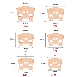 Jiayouy 12 pcs Fitted Violin Maple Bridge for 4/4 3/4 1/2 1/4 1/8 1/16 Violin Replacements Parts