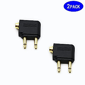 rgzhihuifz 3.5mm Male to 3.5mm Female Airplane Headphone Adapter Gold Plated (2 Pack)