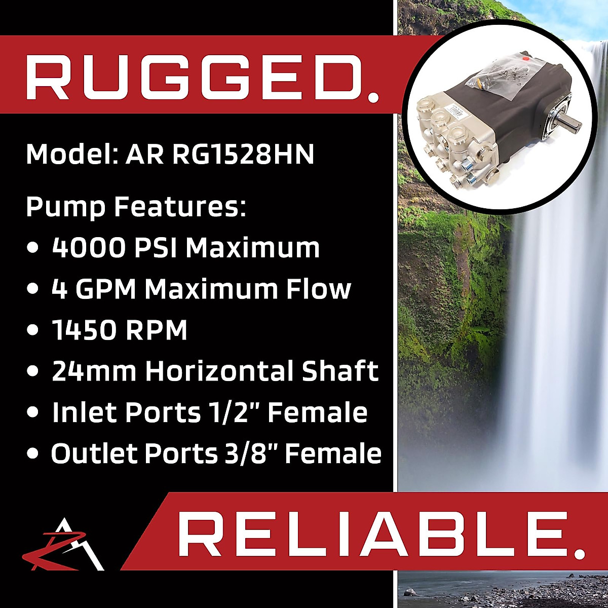 Genuine OEM Annovi Reverberi Horizontal Pump for Pressure Washer for Interpump WS101, 24mm Shaft