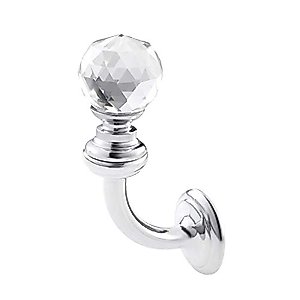 Mgoodoo 5pcs Crystal Hooks, 2.87x1.46inch Round Crystal Wall Coat Hat Hanger Holder Wall Mounted Curtain Holdbacks Tassel Towel Hanger(Sliver)