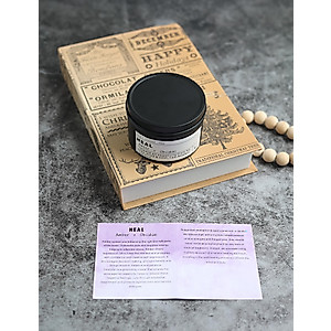 Obsidian Crystal Stone Energy Candle, Good Aura Health Protection, Baltic Amber Chakra Magic Vegetarian Affirmation Gift.(HEAL)