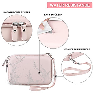 Supmay Hard Case for Memoking Mini Printer - Sticker Printer T02 Portable Thermal Printer Inkless Sticker Maker Machine, Storage Case with Mesh Pocket for T02 Thermal Paper Roll, USB Cable, Pink