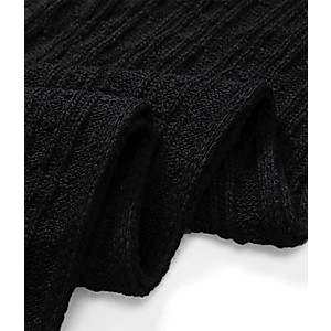 Villand 3 in 1 Womens Wool Hat Gloves & Scarf Winter Set, 3 Piece Cable Knitted Beanie Hat for Women with Gift Box, Black