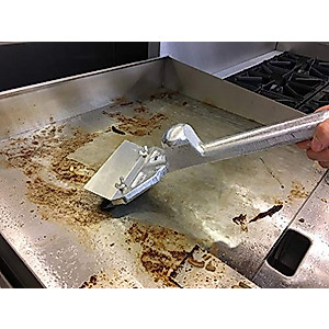 SHANGPEIXUAN Grill Scrapers, Heavy Duty Casting Aluminum Commercial Griddle Scraper with 5 Blades and Small Slant Edge Grill Scraper