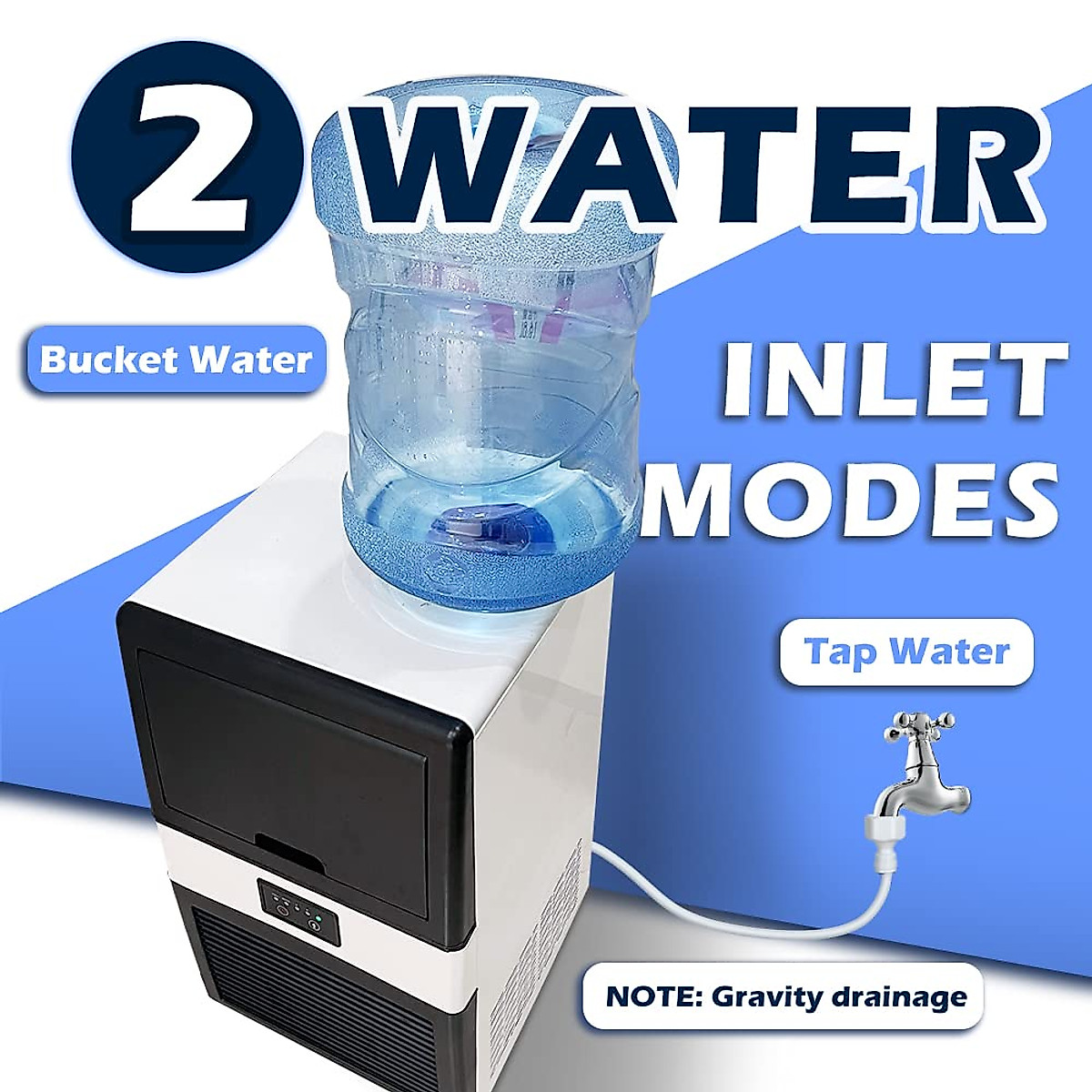 LIFEPLUS Commercial Ice Maker Machine, 70LBS/24H Under Counter Ice Maker w/ 10LBS Ice Bin, 32 Ice Cubes/Cycle, 2 Water Inlet Modes, Self Clean, ETL & FDA, Ideal for Bar, Office, Coffee Shop