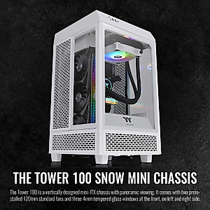Thermaltake Tower 100 Snow Edition Tempered Glass Type-C (USB 3.1 Gen 2) Mini Tower Computer Chassis Supports Mini-ITX CA-1R3-00S6WN-00