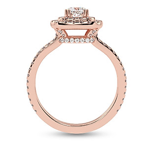 FACETS JEWELS 1.40 Carat Cushion Cut Double Halo Moissanite Engagement And Wedding Ring For Women In Solid Gold & 925 Sterling Silver Diamond Anniversary Ring Gift For Her- 14K Solid Gold Size 10