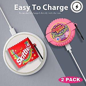 2 Pack Gkv for Airpods 3 Case for Airpod 3 (2021) Cover Unique Funny Fun Cute 3D Food Design Air Pods 3rd Generation Silicone Shell Cases for Girls Teen Boys Kids Rainbow+Bubble Candy