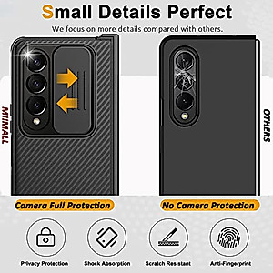 Miimall Compatible for Samsung Galaxy Z Fold 4 Case Hinge, [Slide Camera Cover][Creative Hinge Protection] Military Grade Protection Bumper Cases for Galaxy Z Fold 4 5G Case 2022