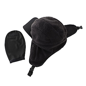Home Prefer Waterproof Mens Winter Hats with Brim Fleece Lined Earflaps Hat Full Cover Trapper Hat Black