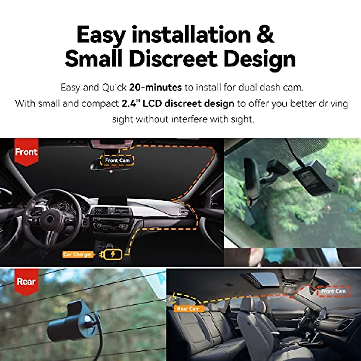 DDPAI Dash Cam Front and Rear, 1944P Front x1080P Rear, Dual Car Camera with Sensor, Buil-in GPS, Wi-Fi & App, Car Dashboard Camera Recorder 2.4",Parking Mode,G-Sensor,Super Capacitor, Z40 Dual GPS