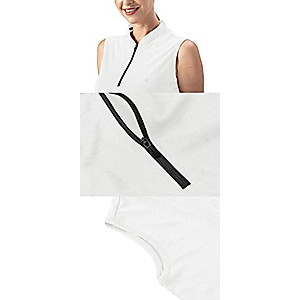 YSENTO Women's Golf Clothes Apparel Shirts Outfits Sleeveless 1/4 Zip Collarless Dry Fit UPF 50+ Tennis Polo Tank Tops White Size L