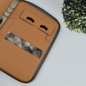 A5 Binder Case PU Leather Portfolio Budget Binder Refillable Notebook Planner Cover with Zipper 6 Rings Money Document Organizer for Business Interview (Brown)