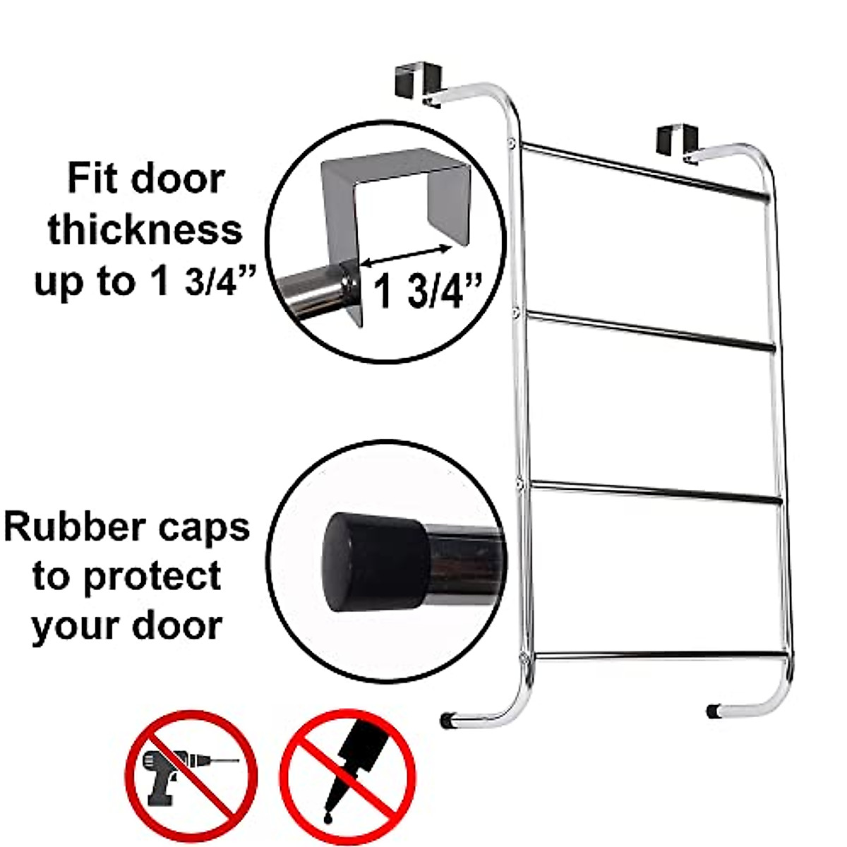 Over the Door Towel Organizer 4 Bars Metal/Chrome