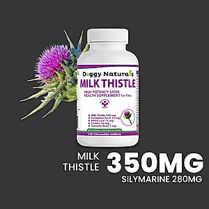 Milk Thistle for Dogs with High Potency Liver Health Supplement for Pets (120 tabs)
