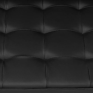 Studio Designs Home Ashlar Modern Metal Frame and Blended Leather Square Accent Chair, 250, Bronze/Black