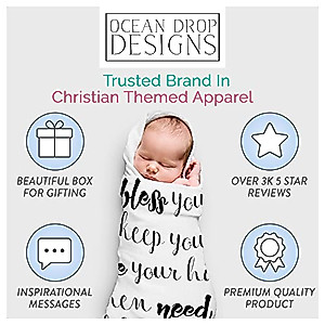 Ocean Drop Designs Muslin Swaddle Blankets - Baby Gifts for Boys & Girls - Gender Neutral Christian Newborn Gifts