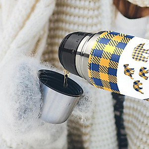 Stainless Steel Leather Vacuum Insulated Mug Bear Thermos Water Bottle for Hot and Cold Drinks Kids Adults 16 Oz