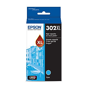 EPSON 302 Claria Premium Ink High Capacity Cyan Cartridge (T302XL220-S) Works with Expression Premium XP-6000, XP-6100