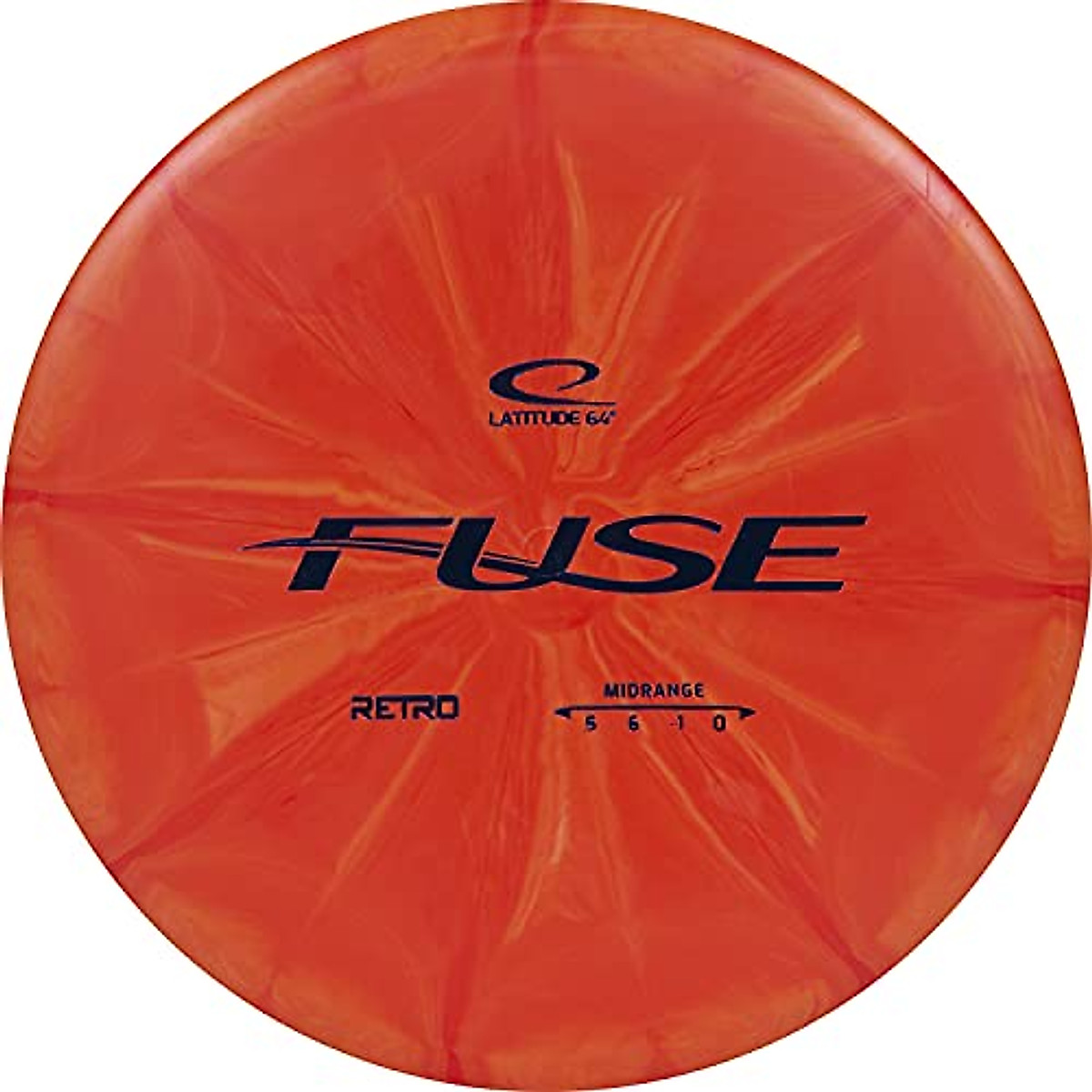 Latitude 64 Retro Burst Fuse Midrange Disc Golf, Beginner Outdoor Games, Midrange Frisbee, 170g +, Stamp Color and Burst Pattern Will Vary, Orange