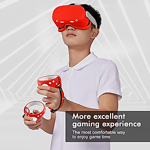 Accessories for Oculus Quest 2, YIZEIJOB 4 in 1 VR Silicone Cover Skin Set- Including VR Headset Cover, Two Quest2 Controllers Grips Cover, Anti-Sweat Face Pad, and Oculas VR Lens Protector-Blue