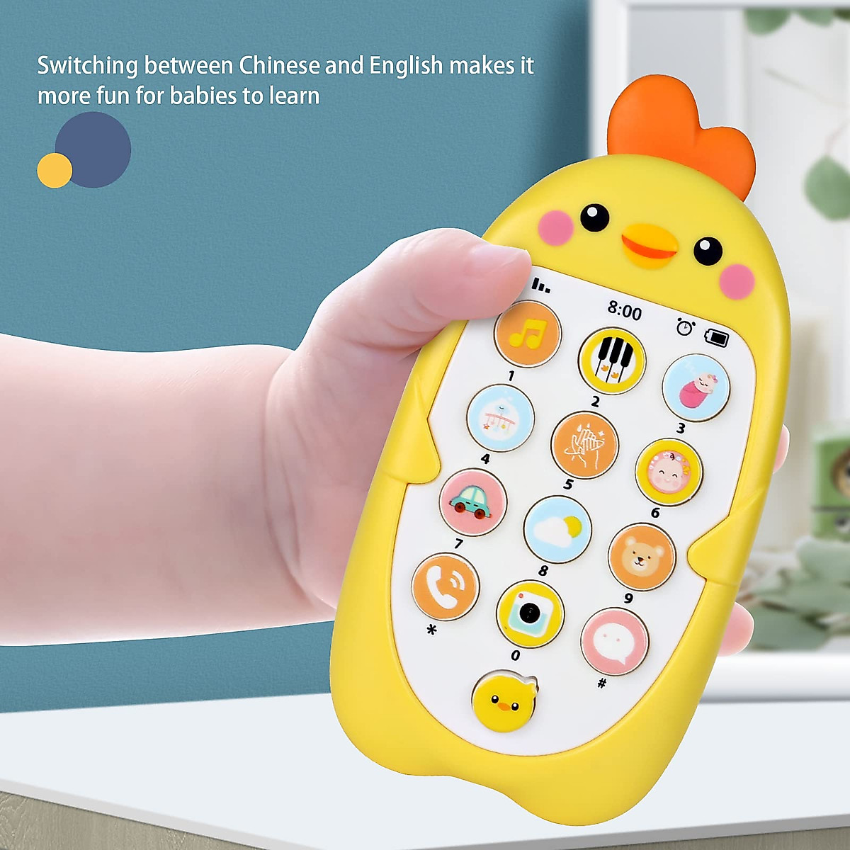 Kids Mobile Phone Toy, Electronic Learning Smartphone Toy, Interactive Educational Cell Phone Toys, with Music Lights Laugh Songs Dialogue, Gift for Baby Toddler Boys and Girls Aged 18months+