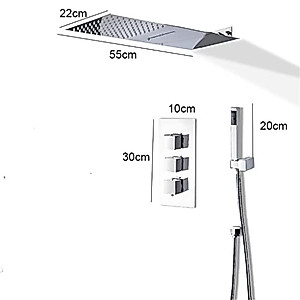 ERoomQ Bathroom Rainwater Waterfall Shower Set, Thermostatic Faucet for Bathtub Shower, Faucet Brass Body, Bathroom Shower
