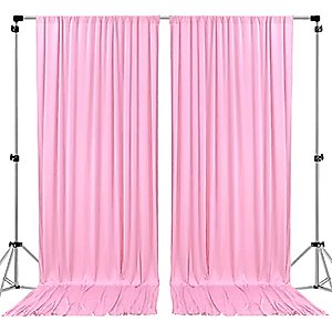 AK TRADING 10 feet x 10 feet Polyester Backdrop Drapes Curtains Panels with Rod Pockets - Wedding Ceremony Party Home Window Decorations - Pink (DRAPE-5x10-PINK), 5FT x 10FT