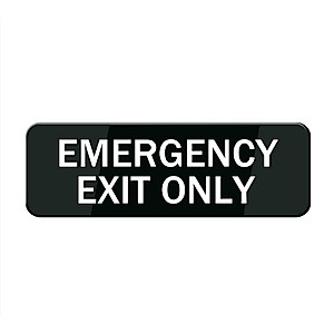 Emergency Exit Only Sign, Self Adhesive Sign For Door Or Wall 10 X 3 Inch Quick And Easy Installation Premium Acrylic Design For Your Home Office/Business
