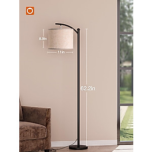 addlon Floor Lamp with 3CCT LED Bulb (9W), Lamp for Living Room with Beige Linen Lamp Shade, Modern Standing Lamp Floor Lamps for Bedrooms - Black