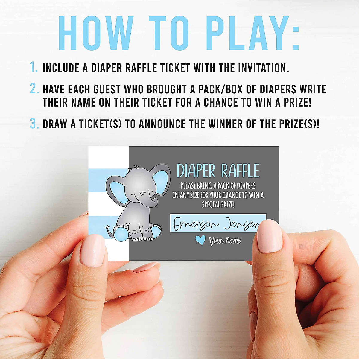 25 Baby Shower Diaper Raffle Tickets For Baby Shower Boy - Baby Elephant Baby Shower Games For Boys, Diaper Raffle Cards, Baby Raffle Tickets, Baby Shower Invitation Inserts, Baby Shower Ideas
