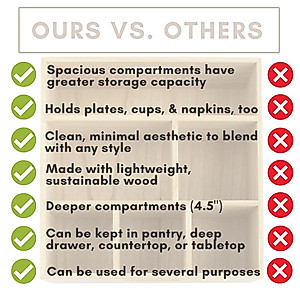 Large Wooden Silverware Caddy For Party, Holds Plates, Napkins, Cups, Forks, Spoons, and Knives, Utensil Holder for Party, Hosting Essentials, Cutlery Holder for Party, Flatware Caddy, Utensil Caddy