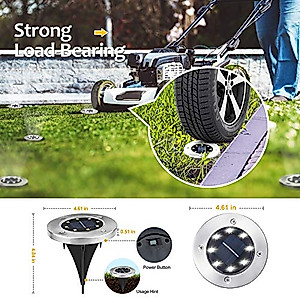 pozzolanas Solar Ground Lights 16 Packs - 8 LED Solar Garden Lights Outdoor Waterproof in-Upgraded Outdoor Garden Waterproof Bright in-Ground Lights for Lawn Pathway Yard Driveway(Cold White)